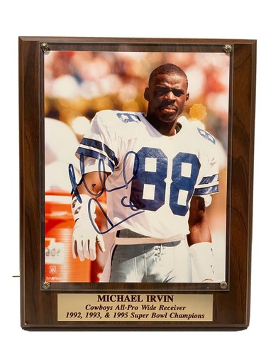 Michael Irvin Signed NFL Plaque (Plaque 10.5W x 13L) (Picture 8W x 10L ...
