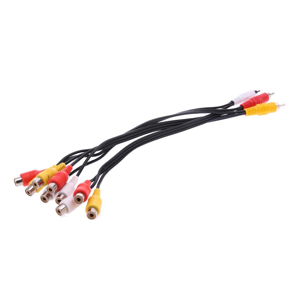 3 RCA Male Jack To 9 RCA Female Composite Extension AV Adapter Cable ...