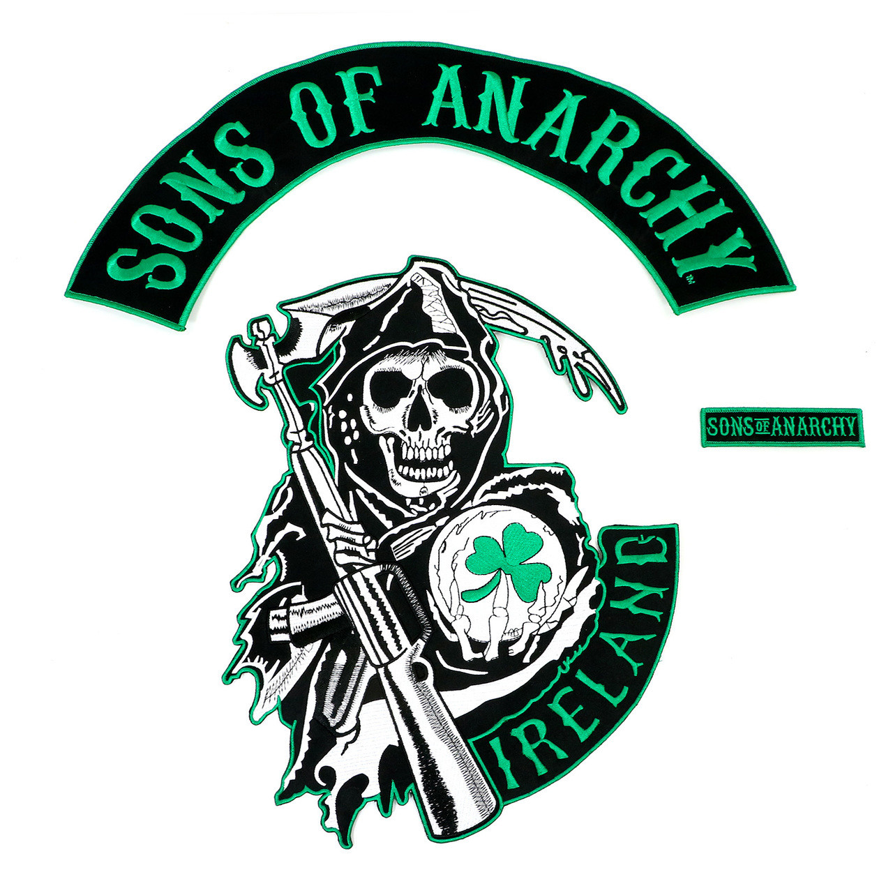 Full size Sons of Anarchy Ireland Quality Iron/Sew on patch set SOA ...