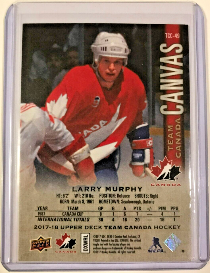 2017-18 UD Team Canada MURPHY Canvas Short Print SP TCC-49 Canadian ...