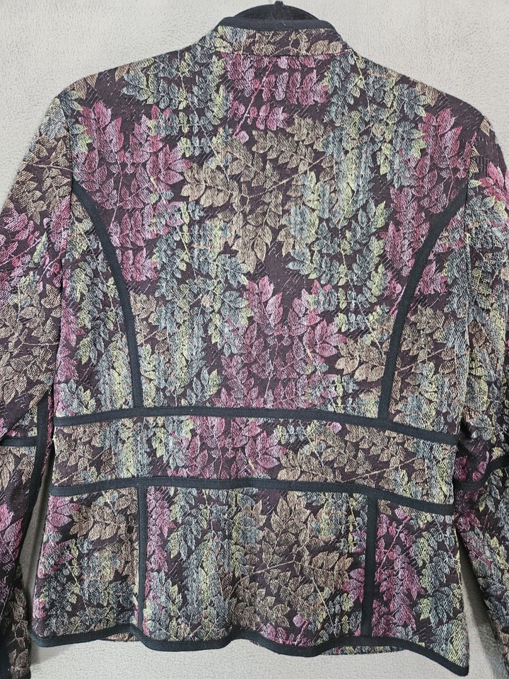 Multiples Womens Small Blazer Jacket Tapestry Colorful Leaves Gold ...