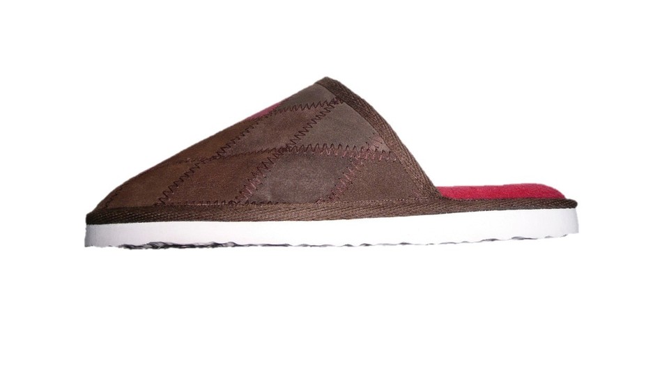 Womens House Slippers Leather Suede Diamond Patch Pattern Close Toe ...