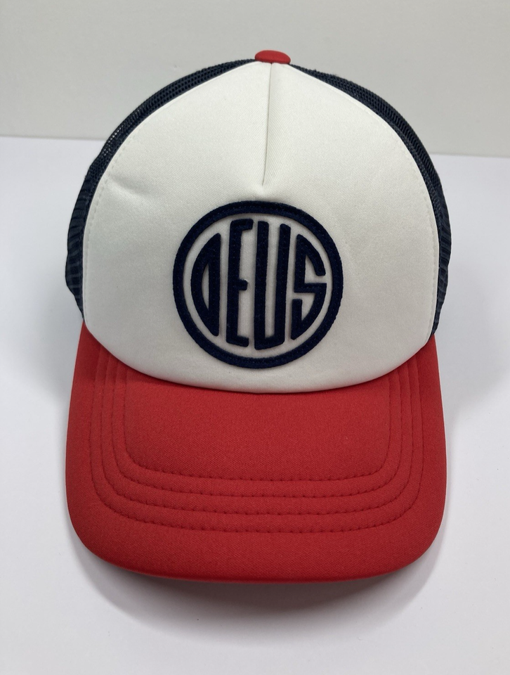 Deus Ex Machina Trucker Cap Navy White Red Mesh Snapback Hat Casual ...