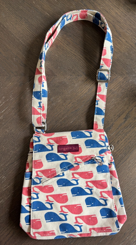 Bungalow 360 Cross Body Bag Blue/Red Whales Canvas Print Purse Boho | eBay