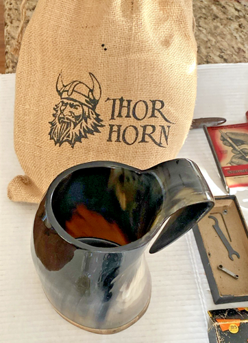 THOR HORN Grog Drinking Mug with SHOT GLASS & HAMMER KEY CHAIN in ...