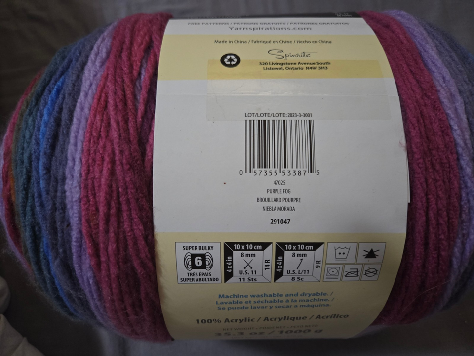 Yarnspirations Caron Anniversary Cakes PURPLE FOG Yarn 1061 Yards 47025 ...