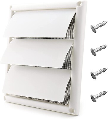 AC Heat Vent Cover Grille 6" x 6" Duct Size White Air Return Sidewall ...