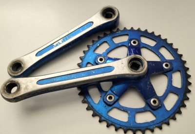 Vintage 80's SR BMX Cranks BLUE 170mm 44T | eBay