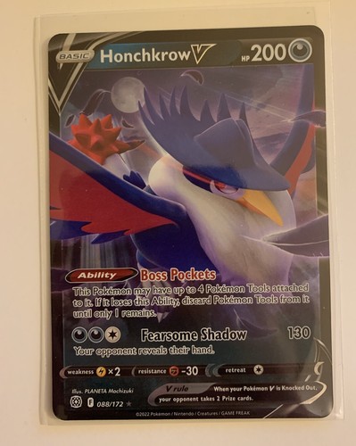 Honchkrow V Ultra Rare Holographic Brilliant Stars 088/172 Pokemon Card ...