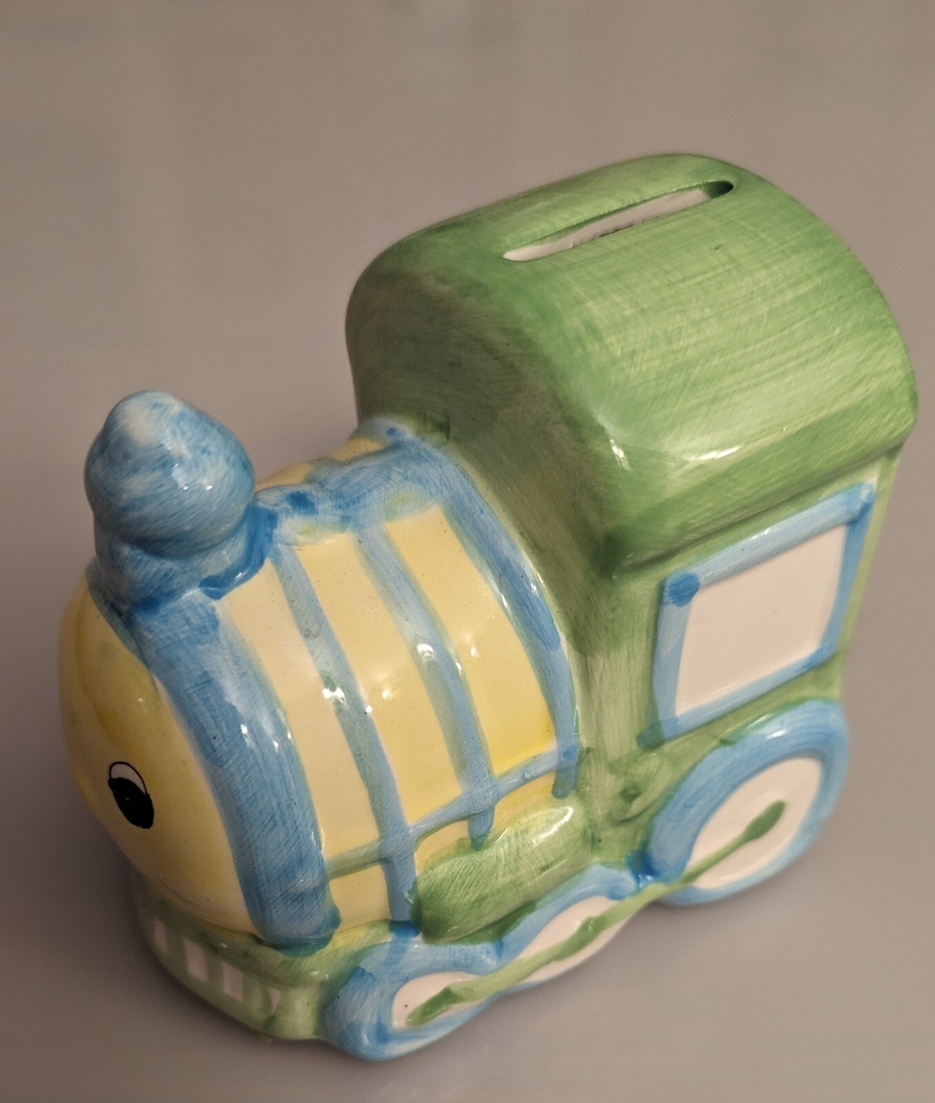 Vintage Pottery Multicolor Train Piggy Bank 4"x4"x3" | eBay