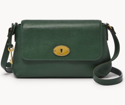 Fossil Gabriella Dark Green Leather Flap Crossbody Bag SHB3038298 NWT ...