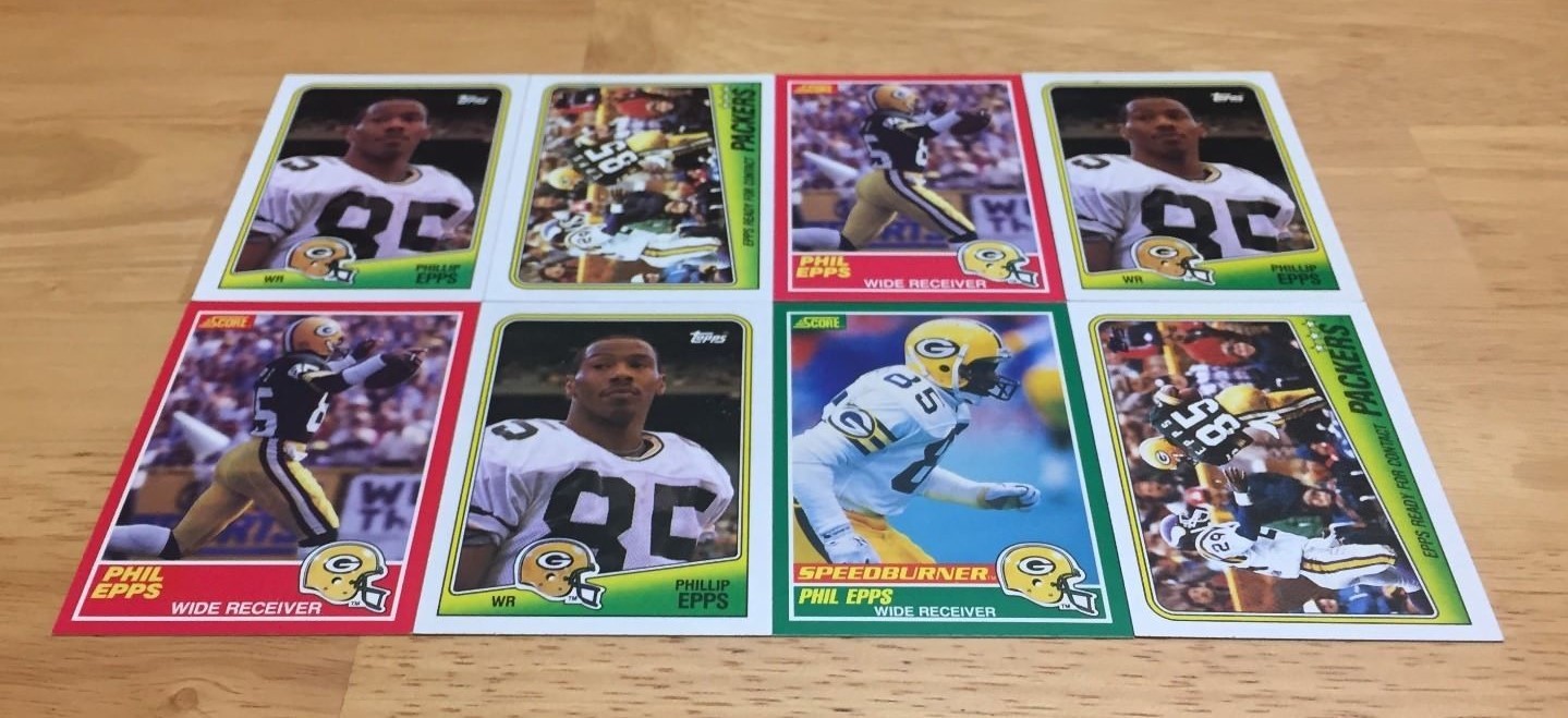 PHIL EPPS PHILLIP LOT OF 8 FOOTBALL CARDS GREEN BAY PACKERS WIDE ...