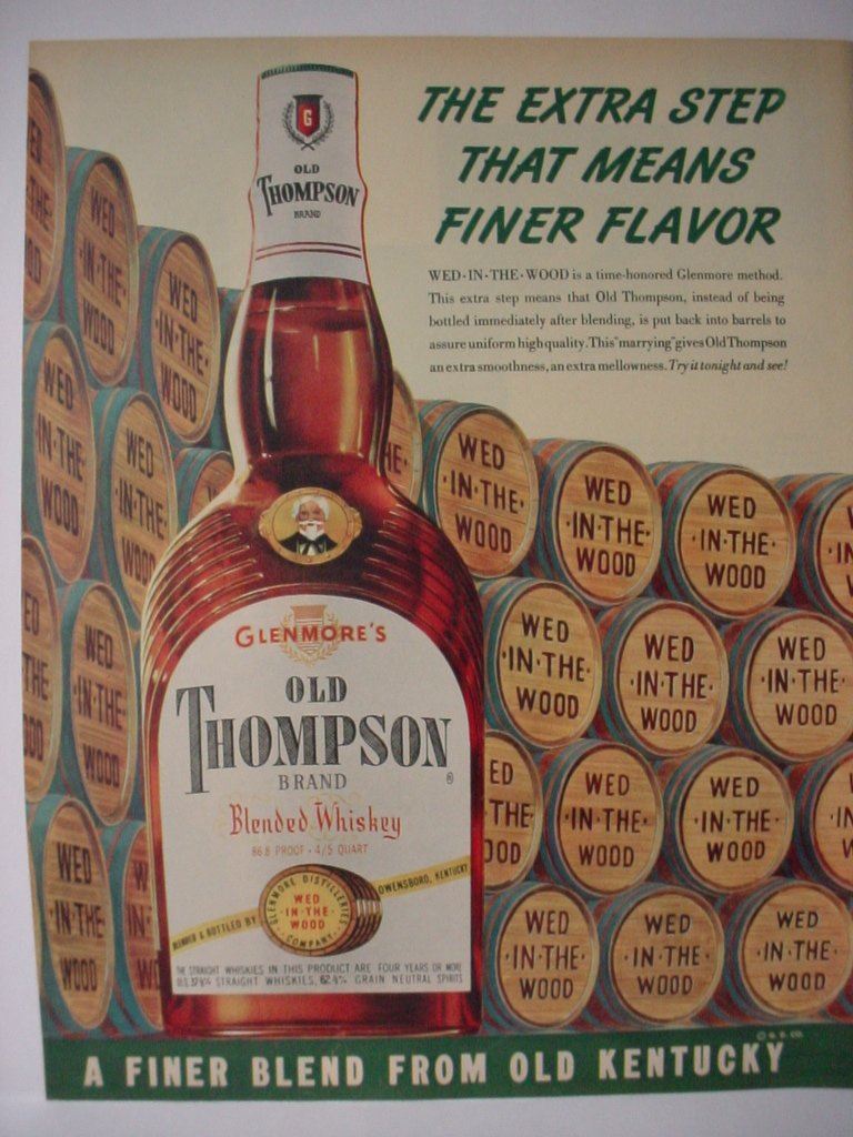 1951 Old Thompson Whiskey Stacked Barrels Finer Flavor Vintage Print Ad ...