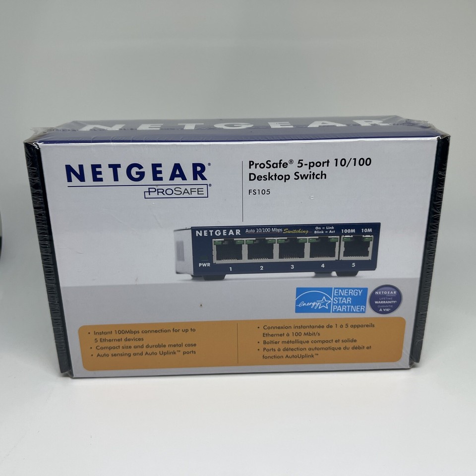 New Netgear ProSafe 5-Port 10/100 Mbps Fast Ethernet Switch FS105 ...