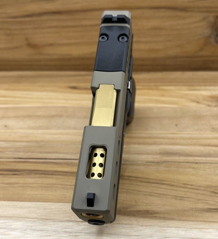 For Glock 43 43x FDE Complete Slide Lighting Ported RMSc PORTED GOLD ...