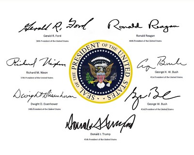 PRESIDENTIAL SEAL WITH SIGNATURES OF LAST 7 REPUBLICAN PRESIDENTS 8X10 ...