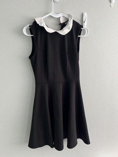 Retro Goth Hot Topic Black Peter Pan Collar Wednesday Addams Dress M | eBay