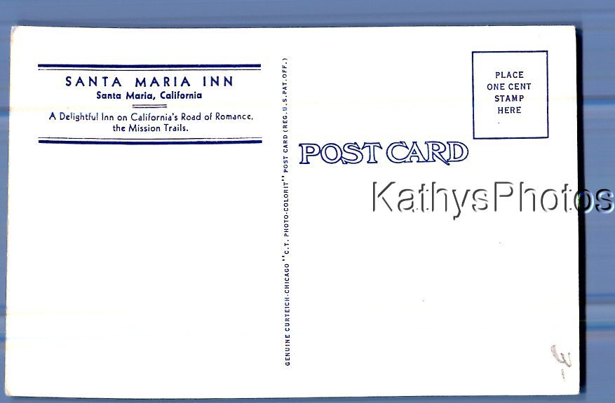 CALIFORNIA POSTCARD F+8394 SANTA MARIA INN DINNING HALL | eBay