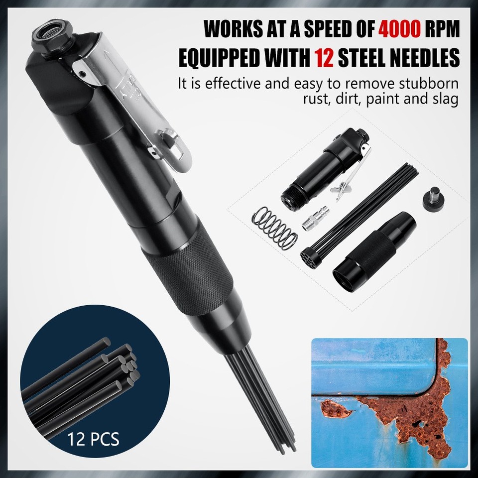 Needle Scaler Air Compressor Descaler Gun Metal Rust Paint Remover 12 ...
