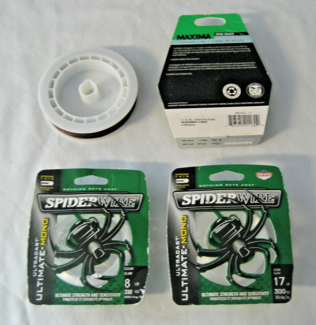 Spider Wire Clear or Maxima Ultragreen&Chameleon Fishing Line – Lot of ...