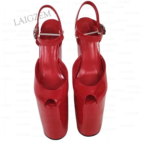 Women Sandals Platform Wedges Peep Toe 25CM High Heels Ladies Shiny ...