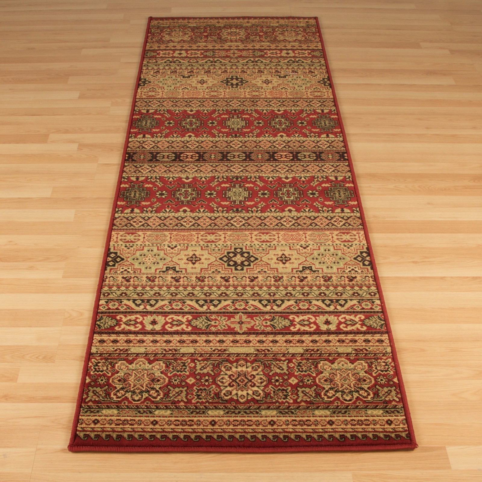 Quality Dark Red Green Tribal Traditional Design Durable Area Rugs Hall ...