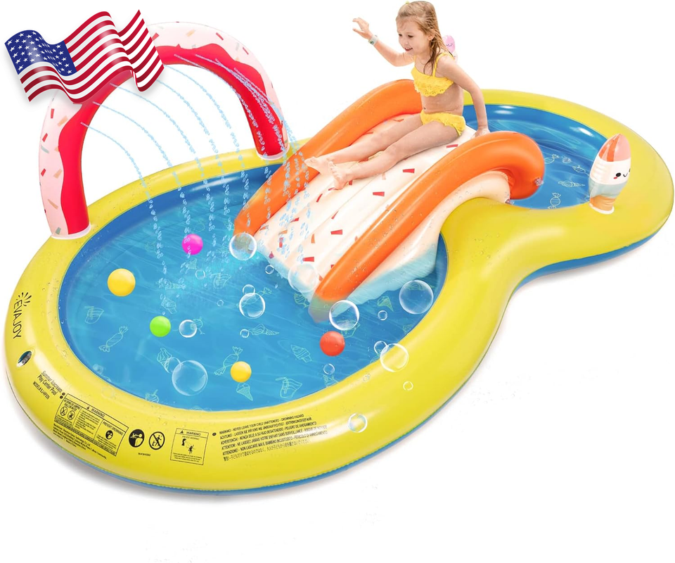 Inflatable Kiddie Pool 101 X 5 X 24 Play Center Detachable Slide For ...