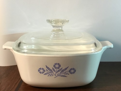 Blue Cornflower Corning Pyroceram TM C-20 Dish w/Clear Glass Pyrex Lid ...