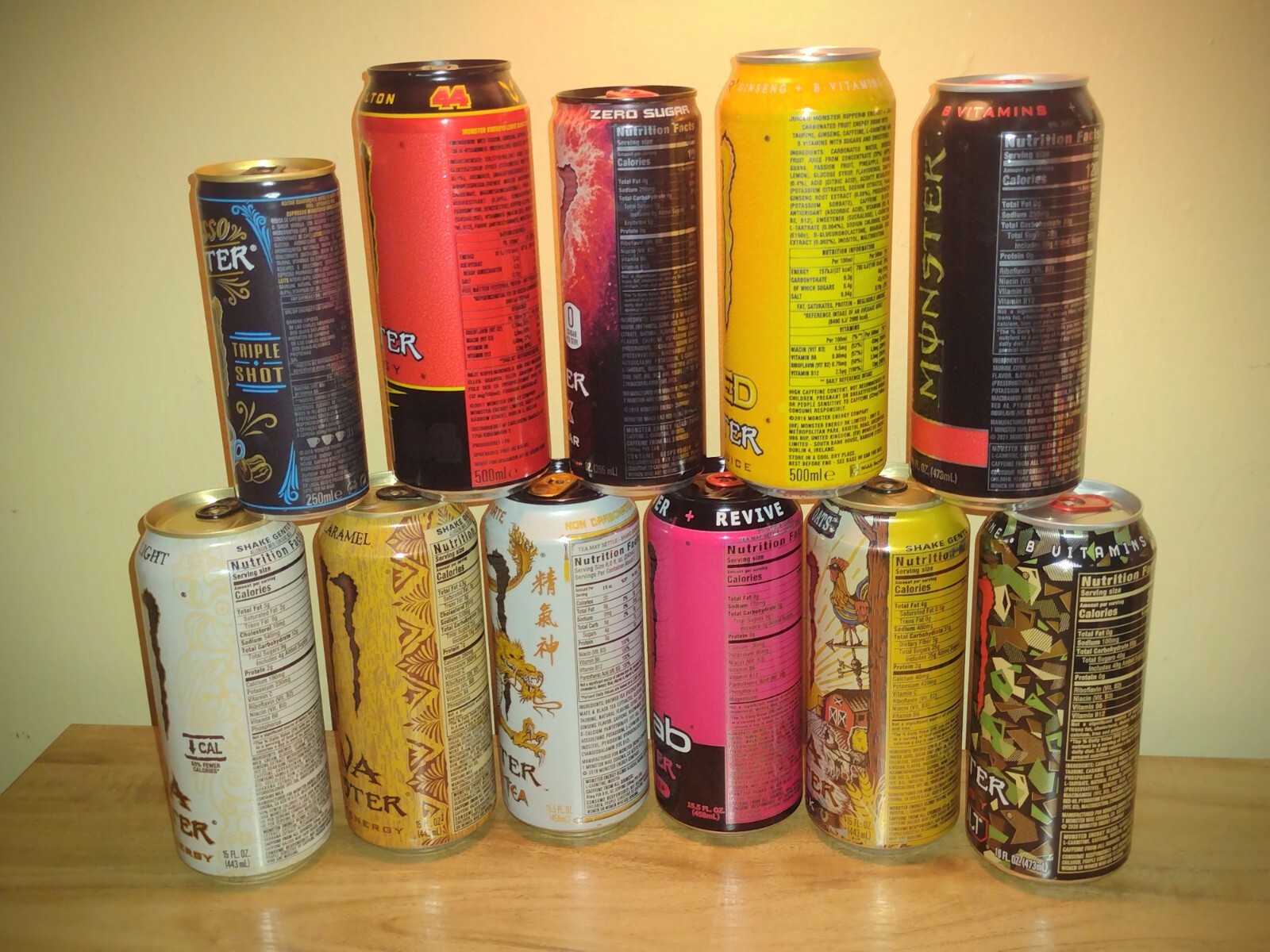 Set of 11 Rare MONSTER ENERGY DISCONTINUED FLAVORS - FULL UNOPENED CANS ...
