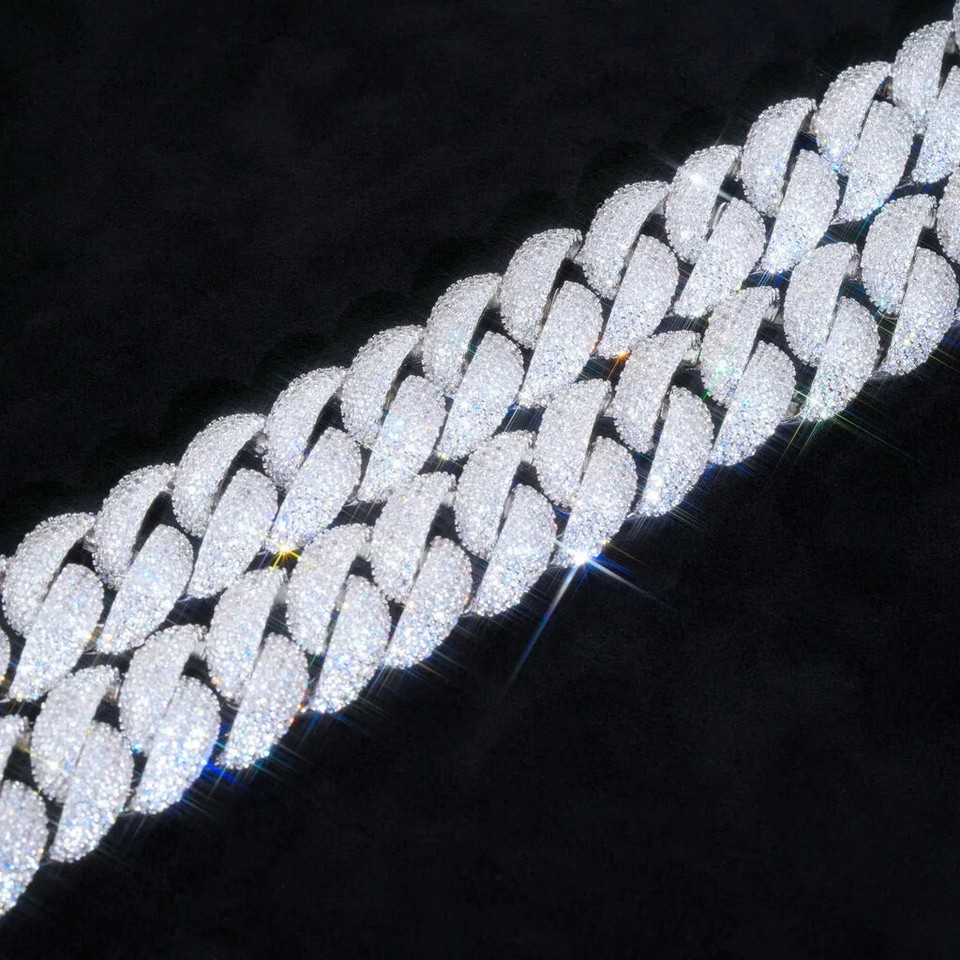 22mm Diamond Chain Men Bling Rapper Hip Hop Thick Cuban Link Necklace ...