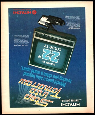 1985 HITACHI Square-Vu Color Television TV PRINT AD Step into Tomorrow ...