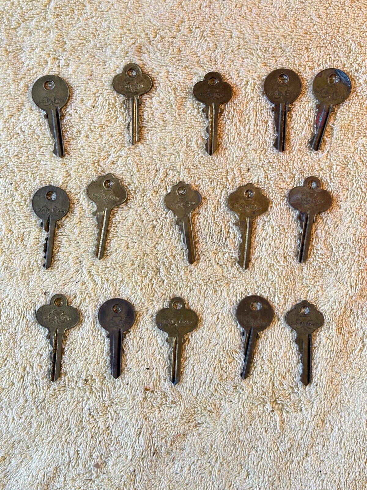 Lot of 15 Clover Brand Embossed Clover Leaf Vintage Top Hat Style Brass ...