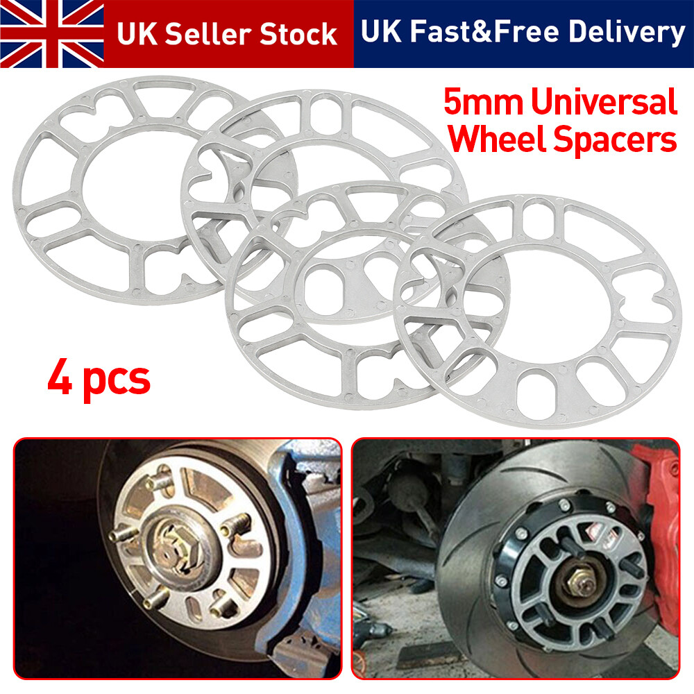 4PCs 5mm Alloy Aluminum Wheel Spacers Shims Spacer Universal 4/5 Stud ...