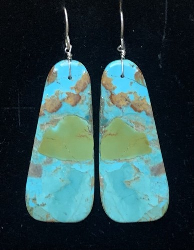 Santo Domingo Pueblo Kewa Turquoise Slab Earrings By Marcella Castillo ...