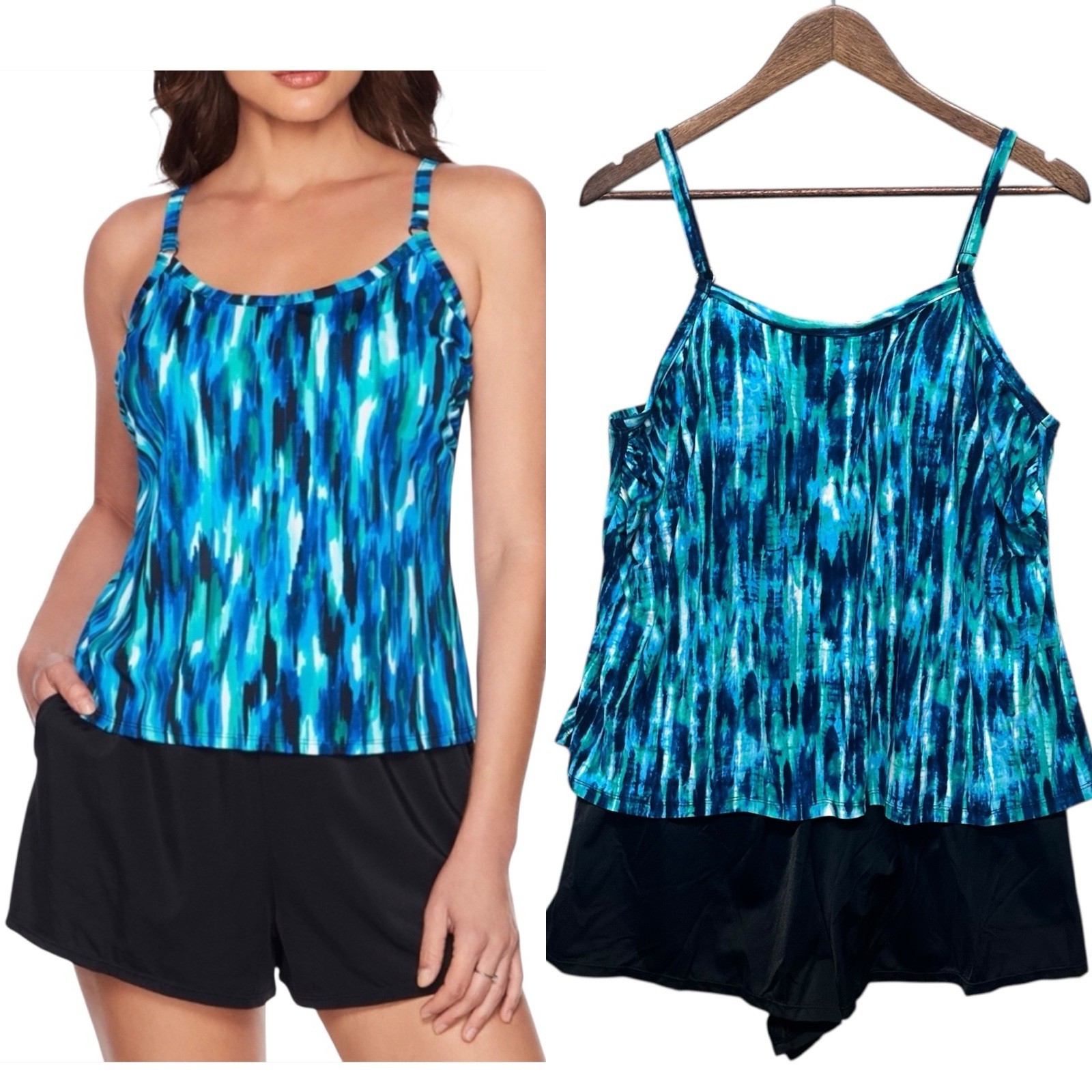 Trim Shaper Abstrac Swimsuit Swim Romper Plus Sz 16W One Piece Shorts ...