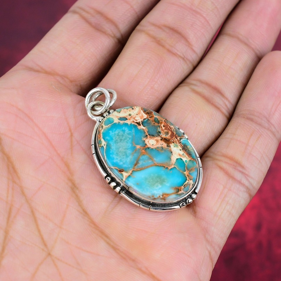 Blue Sea Sediment Gemstone Handmade 925 Sterling Silver Bohemian ...
