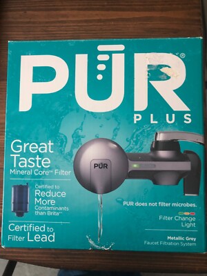 NEW PUR Plus Metallic Gray Horizontal Faucet Mount Water Filter System ...