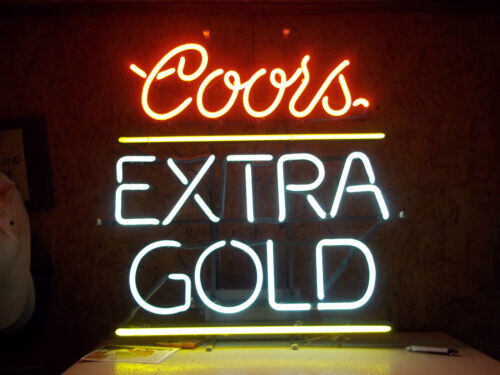 Extra Gold Beer Neon Sign Real Glass Home Bar Pub Club Home Wall Decor ...