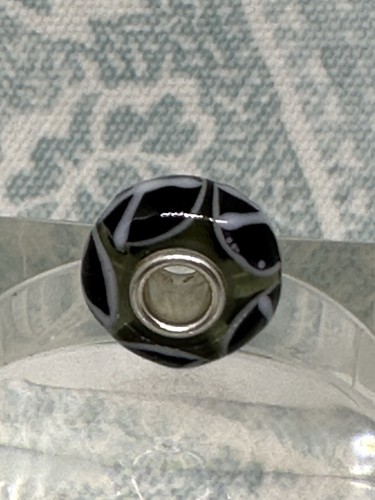 Authentic Trollbeads OOAK Small Black & White Peace on Gray CC, New ...