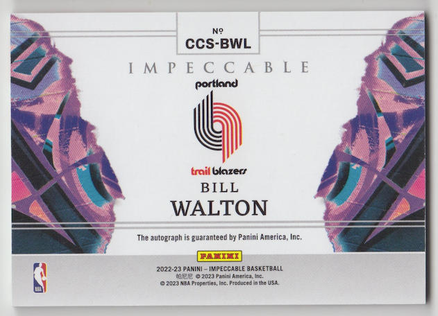 2022-23 Impeccable Canvas Creations Bill Walton Asia Red Ruby Auto ...