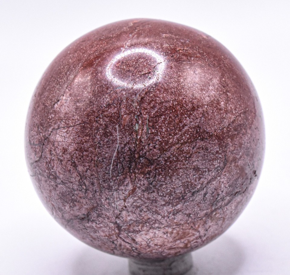 2.25" 265g Deep Red Brecciated Jasper w/ Quartz Crystal Mineral Sphere ...