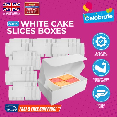 20-80 White Single Cake Slice Boxes Individual Wedding Birthday Party ...