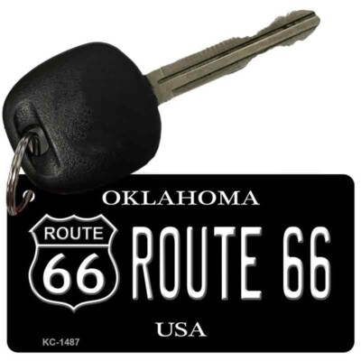 Oklahoma Route 66 Black Novelty Metal Aluminum Key Chain License Plate ...
