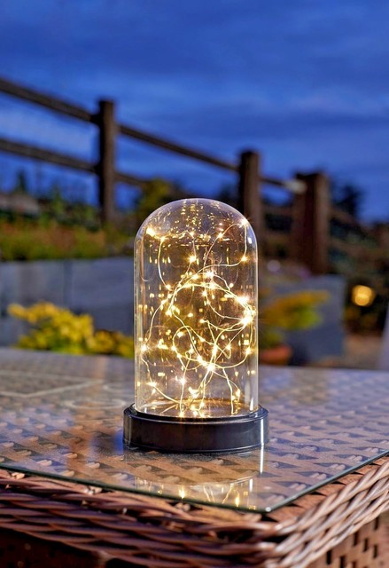 40 LED Decorative Bell Jar Light up Dome Wire Fairy Lights Glass Cloche ...