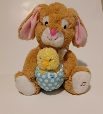 Cuddle Barn Easter Animated Plush Toy 12in Hip & Hop Bunny & Lil’ Chick ...