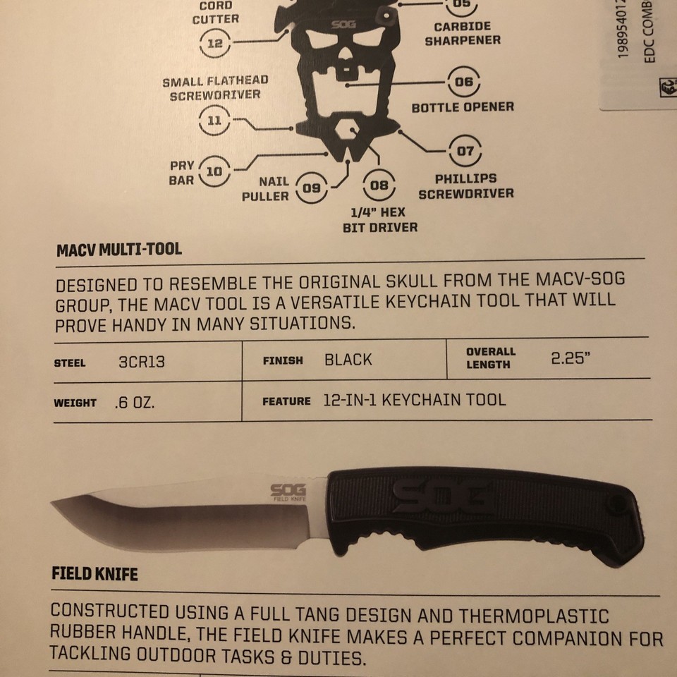 SOG 5 Piece Everyday Carry Knife Combo Kit | eBay