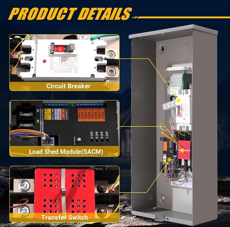 200 Amp Single Phase Generator Automatic Transfer Switch w/Power ...