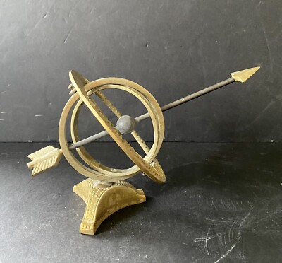 Solid Brass Armillary Sundial w Arrow Table Indoor /Outdoor Rotating ...