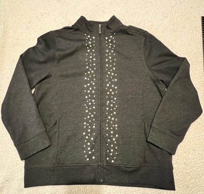 Allison Daley Women’s Jacket Deep Gray Zip Up Jacket PS Metal Accents ...