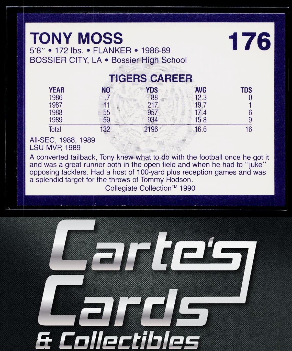 Tony Moss 1990 Collegiate Collection LSU Tigers #176 LSU Tigers | eBay